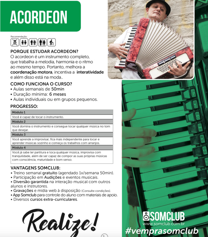 Curso de Acordeon / Sanfona na Somclub, o melhor de BH